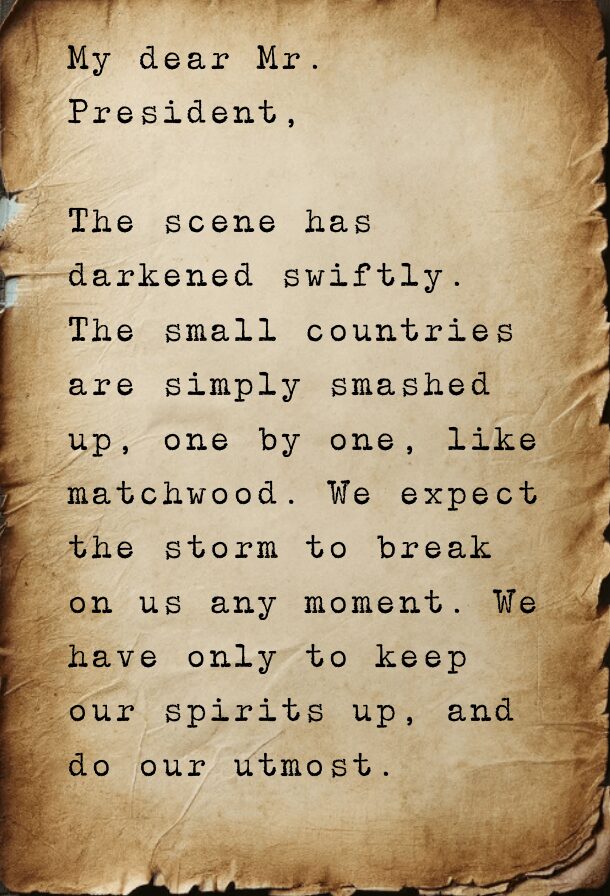Winston Churchill's Heartfelt Letter to FDR During Britain's Darkest Hour